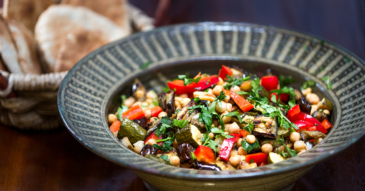 Roasted Vegetables and Chickpea Salad - Welcome To Palestine